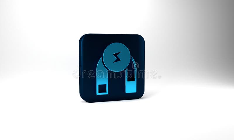 Blue Magnet Icon Isolated on Grey Background. Horseshoe Magnet ...