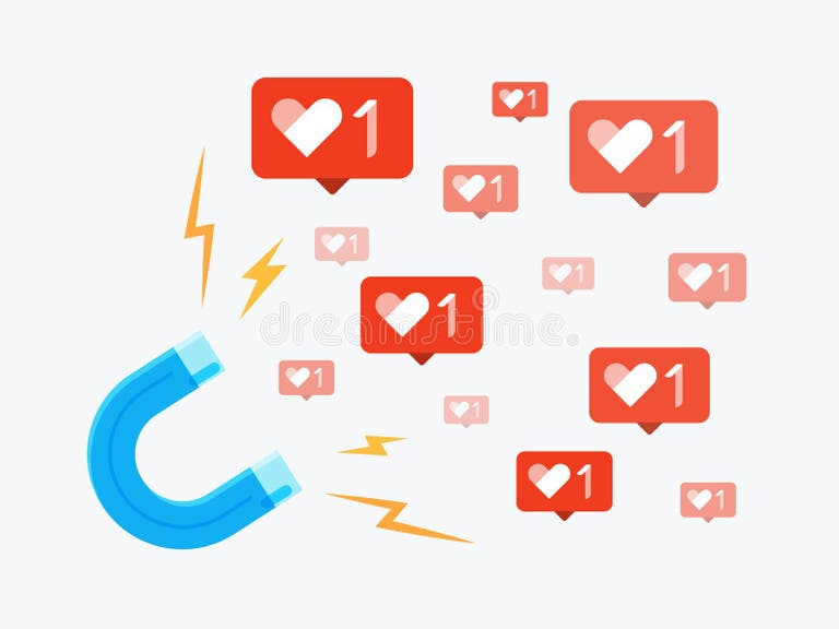 A Blue Magnet and Love Messages. Vector Illustration Stock Vector ...