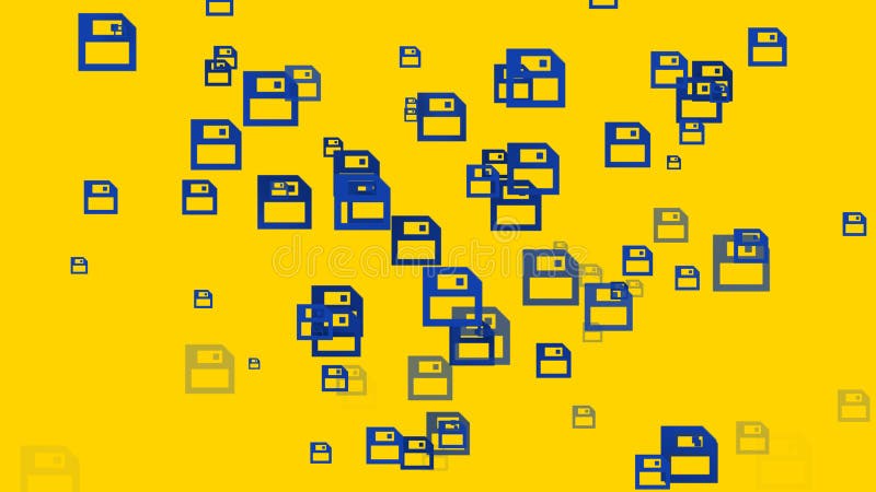 Blue Magnetic Floppy Disc Icon on Yellow Background. Retro Computer ...