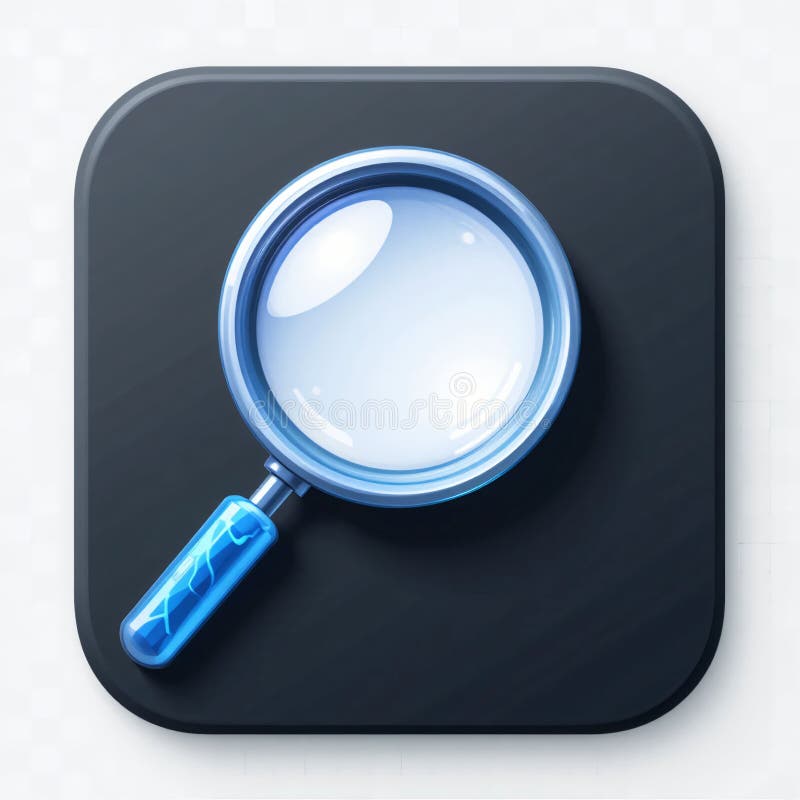 Blue Magnifying Glass Icon with Glowing Effect on Gradient Background ...