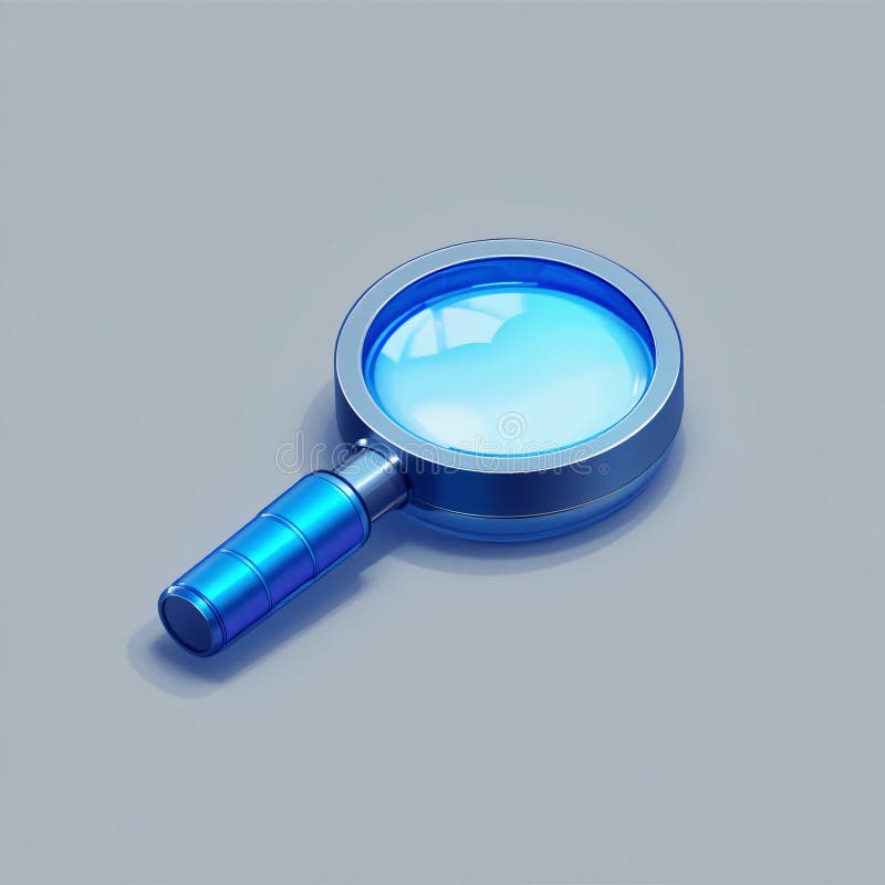 Blue Magnifying Glass Icon with Glowing Effect on Gradient Background ...
