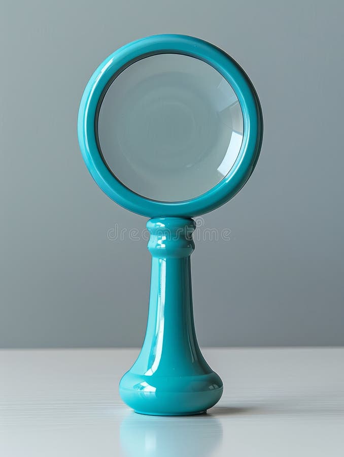 A Blue Magnifying Glass Placed on a White Surface. Stock Image - Image ...