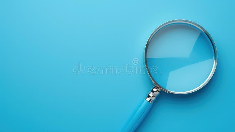 A Blue Magnifying Glass Rests on a Matching Blue Backdrop, Creating a ...