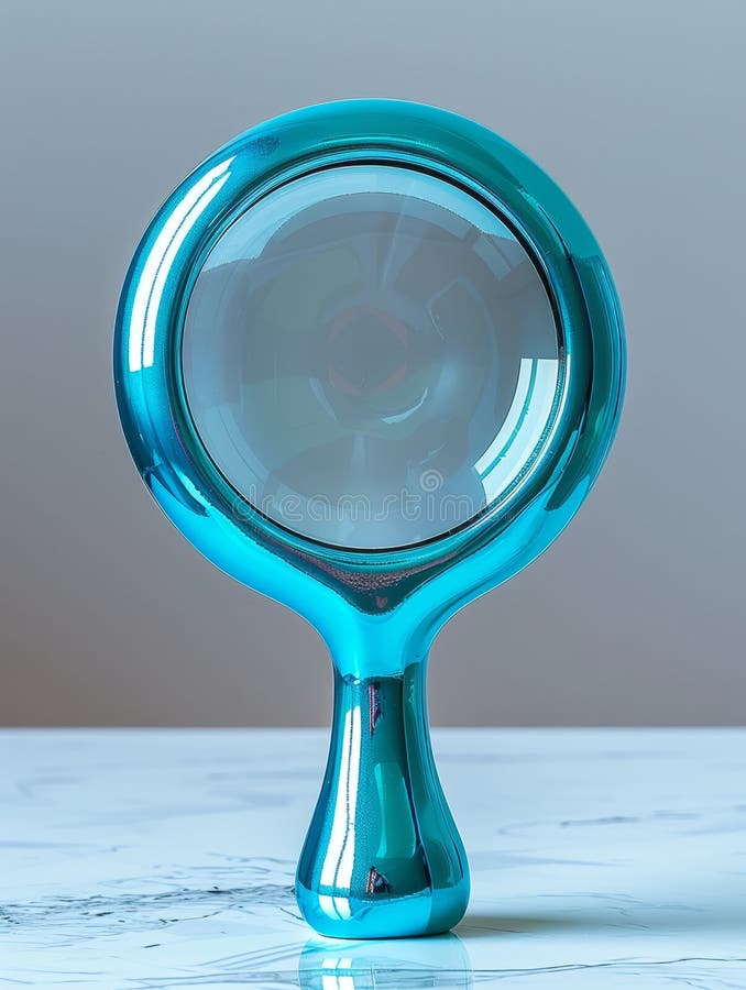 Blue Magnifying Glass on a White Surface, Close-up View. Stock Image ...