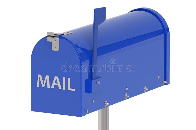Blue Mailbox with Red Flag Up Isolated Stock Illustration ...