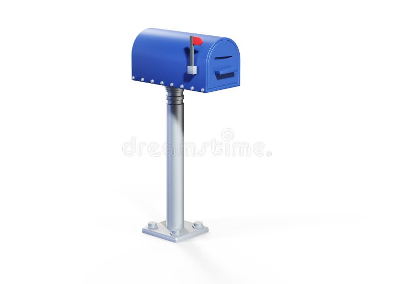 Blue Mailbox with Mails 3d Render Stock Illustration - Illustration of ...