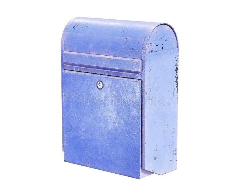 Blue Mailbox with Red Flag Up Isolated 3d Render Stock Image - Image of ...