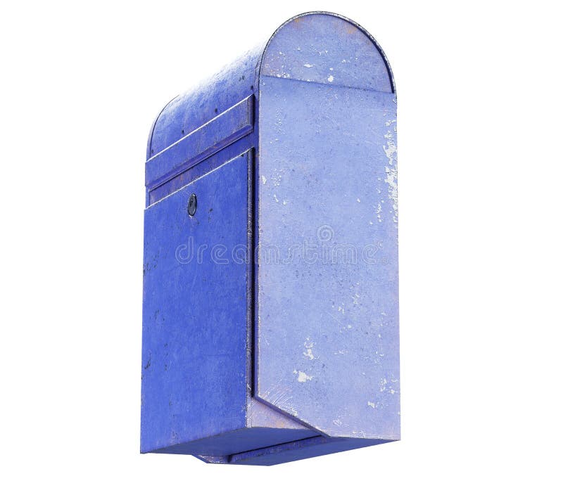 Blue Mailbox with Red Flag Up Isolated 3d Render Stock Illustration ...