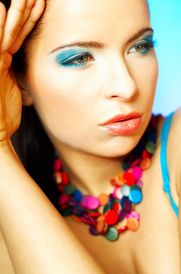Blue Makeup stock photo. Image of beautiful, colors, face - 744158