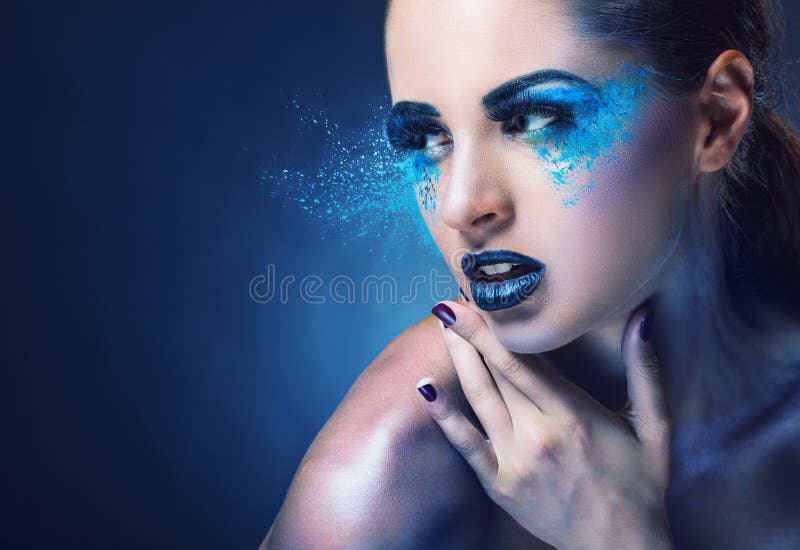 Blue makeup stock image. Image of people, fantasy, black - 123219437