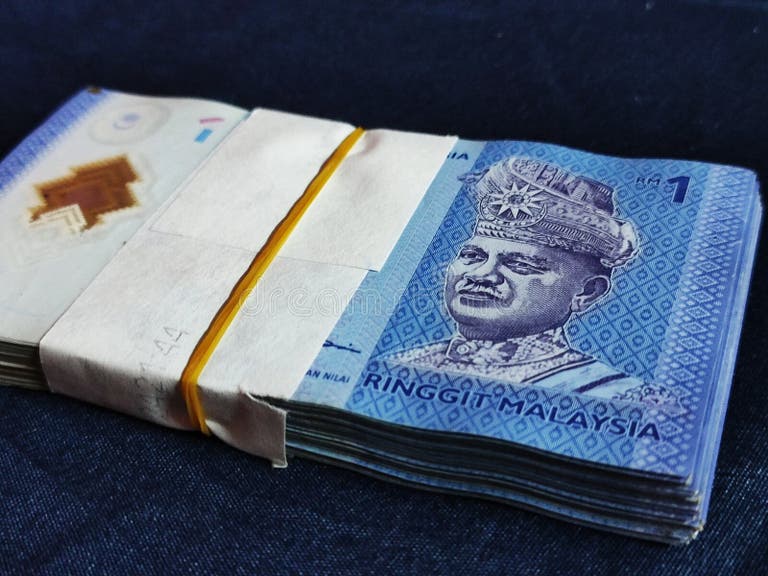 Blue Malaysian Paper Money Worth One Malaysian Ringgit Stock Image ...
