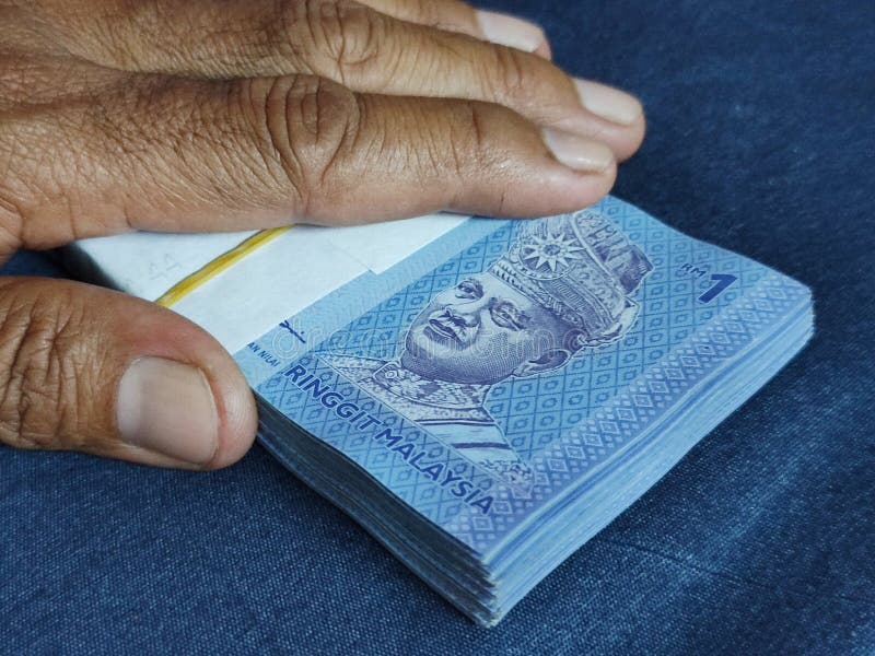 Blue Malaysian Paper Money Worth One Malaysian Ringgit Stock Photo ...