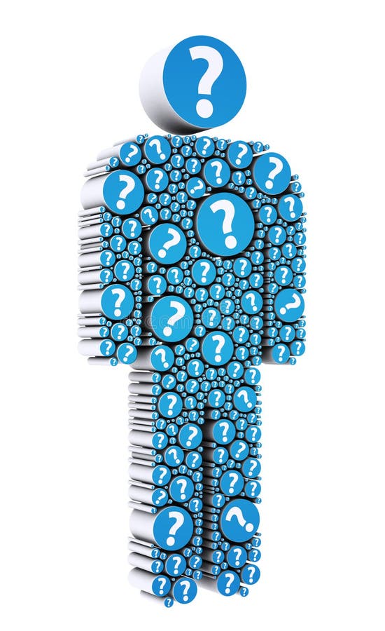 Blue Man, Consisting of Questions Stock Illustration - Illustration of ...