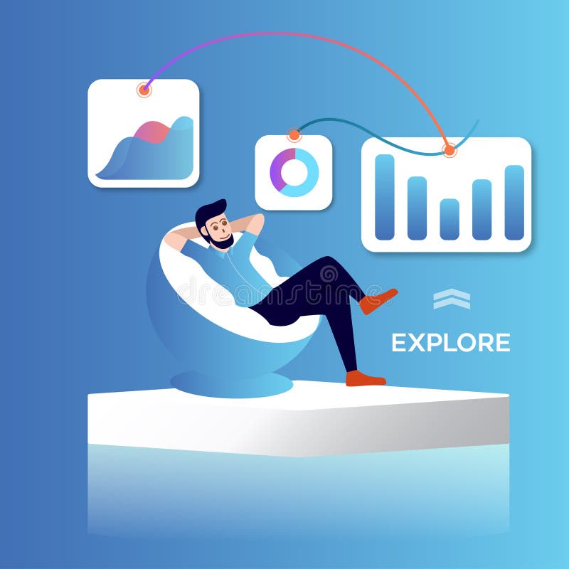 Man with enjoy the work stock vector. Illustration of greeting - 134641870