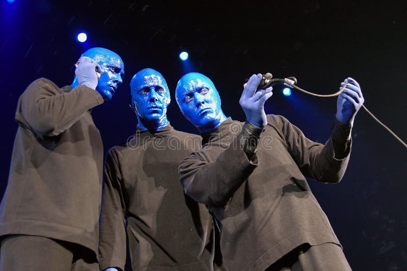 Blue man group performance editorial stock photo. Image of actor - 4233593