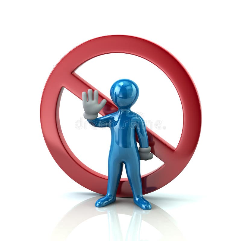Man Showing Stop Gesture and Not Allowed Sign Stock Illustration ...