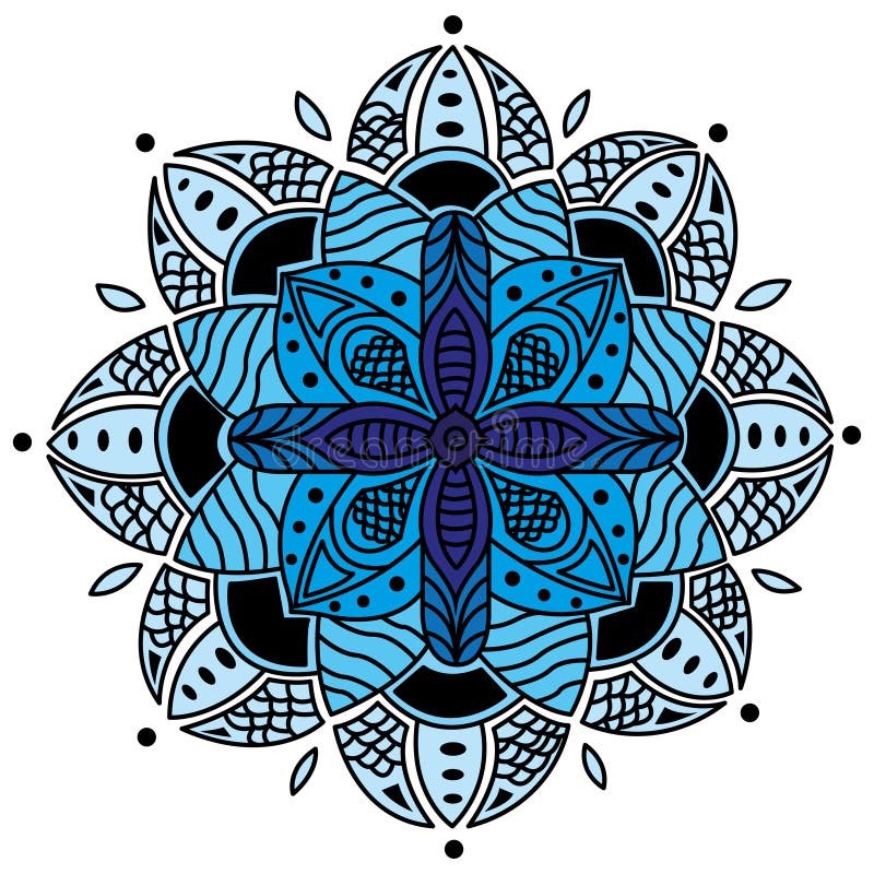 Blue Mandala stock vector. Illustration of floral, hand - 88664605