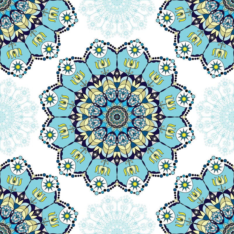 Blue mandala pattern. stock vector. Illustration of abstract - 100386767