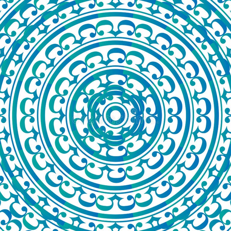 Blue Maori Koru Curl Ornaments Seamless Pattern Stock Vector ...