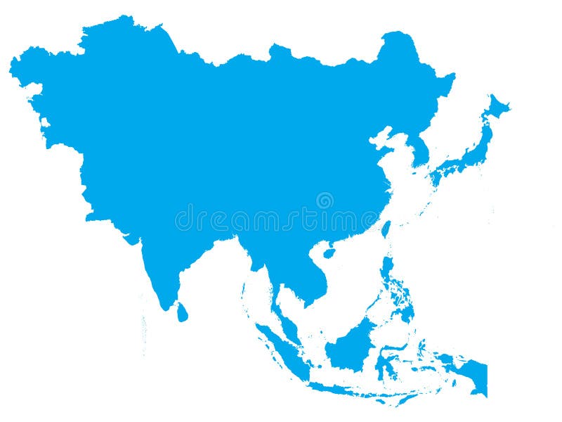 Blue map of Asia stock vector. Illustration of black - 167507185