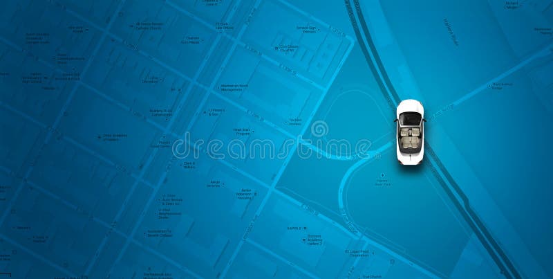 Blue map with car stock image. Image of navigation, road - 55228631