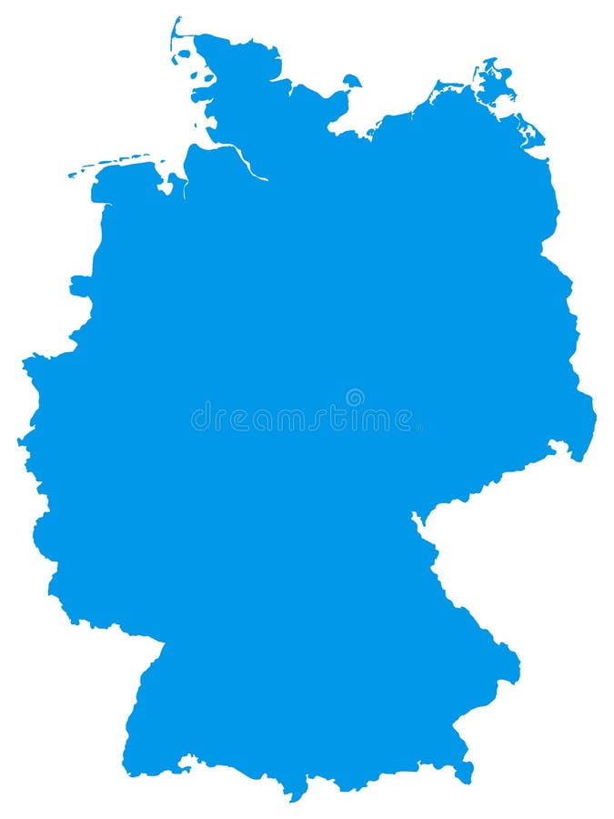 Blue Map of European Country of Germany Stock Vector - Illustration of ...