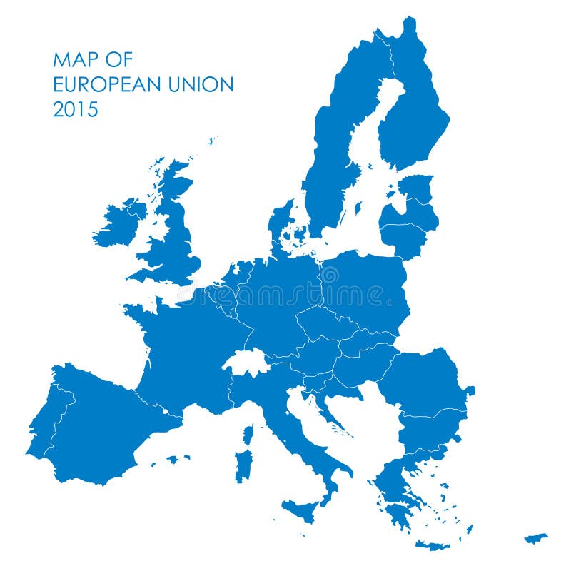 Blue Map of European Union Borders. Vector Illustration Stock ...