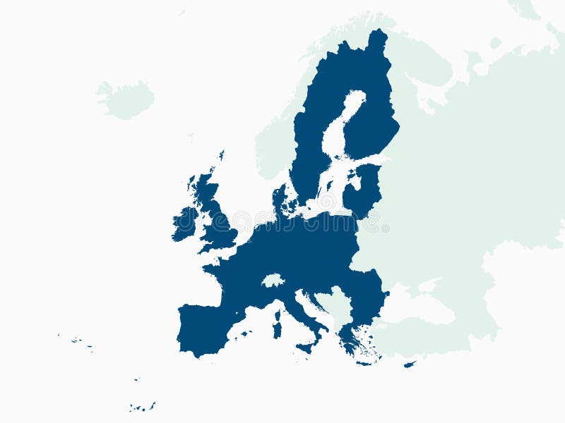 Blue map of European Union stock vector. Illustration of middle - 167506665