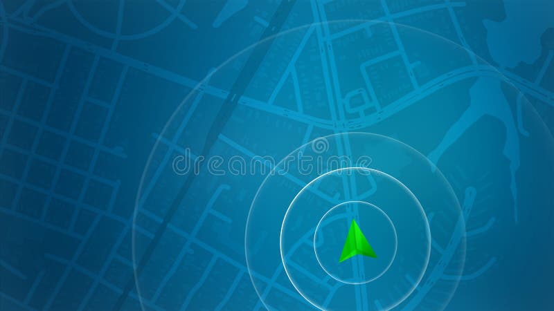 Blue Map with HUD Design and POI Background Stock Illustration ...