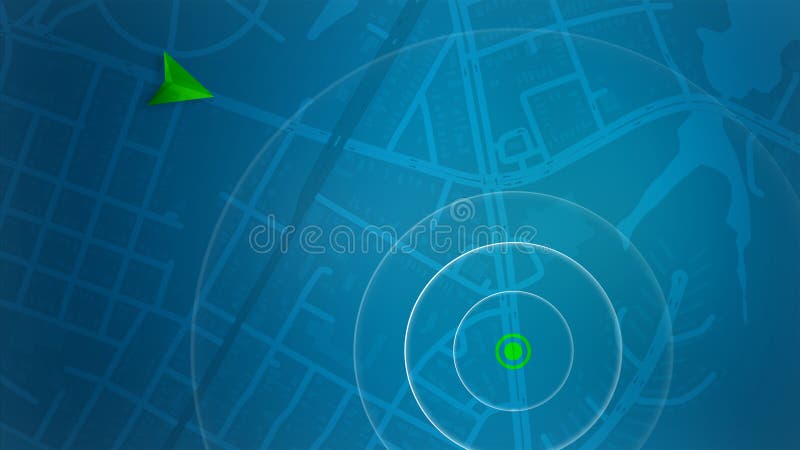 Blue Map with HUD Design and POI Background Stock Illustration ...