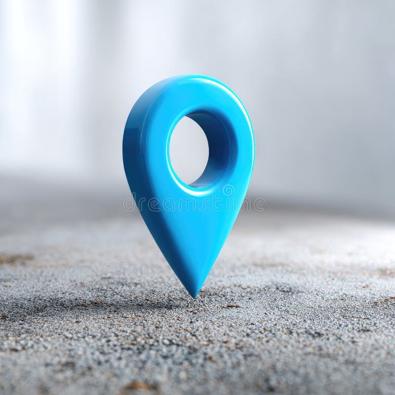 Blue 3D Location Pin stock illustration. Illustration of surface ...
