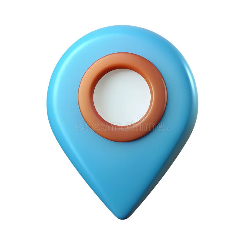 Blue Map Pin with Brown Circle on White Background Stock Illustration ...