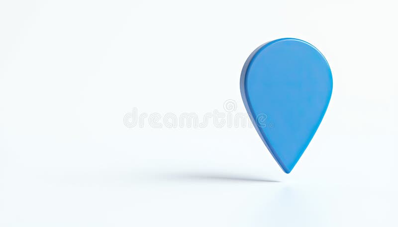 A Blue Map Pin Icon Hovering Against a White Background, Casting a ...