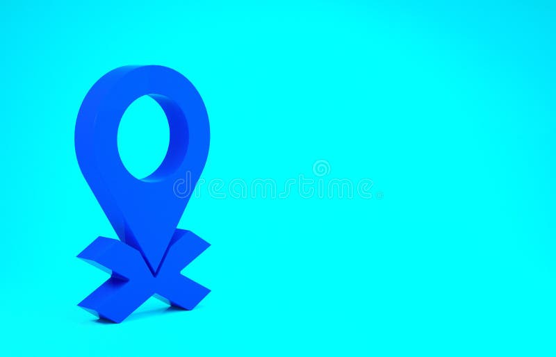 Blue Map Pin Icon Isolated on Blue Background. Navigation, Pointer ...