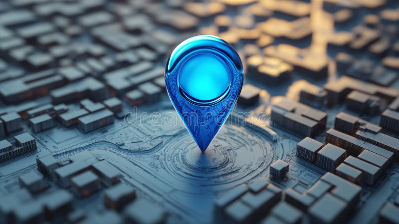 A Blue Map Pin Icon is Situated on a Folded City Map that Features ...