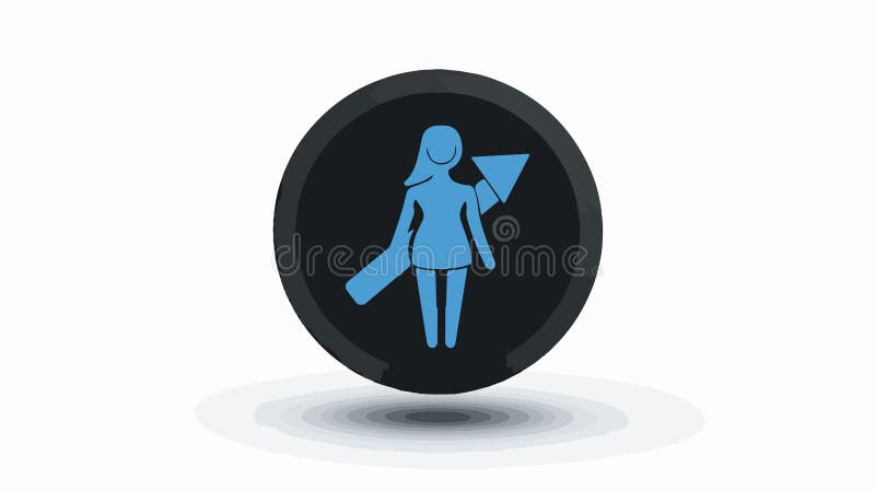 Blue Map Pointer Female Figure Pointing Right Stock Vector ...