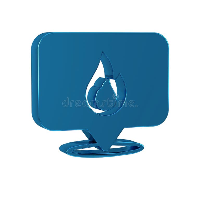 Blue Map Pointer with Fire Flame Icon Isolated on Transparent ...