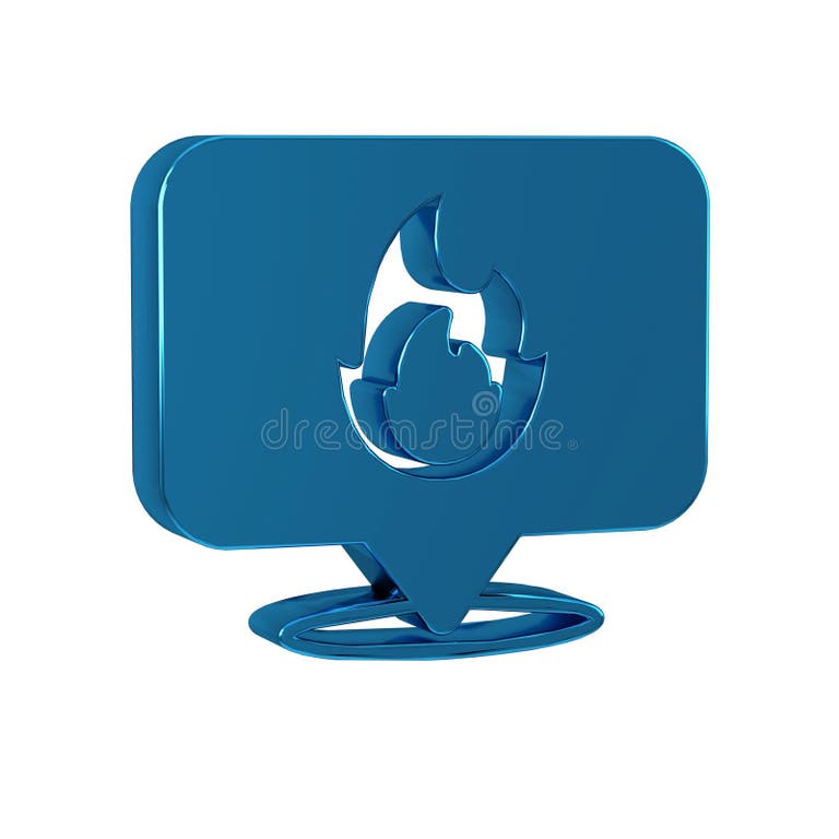 Blue Map Pointer with Fire Flame Icon Isolated on Transparent ...