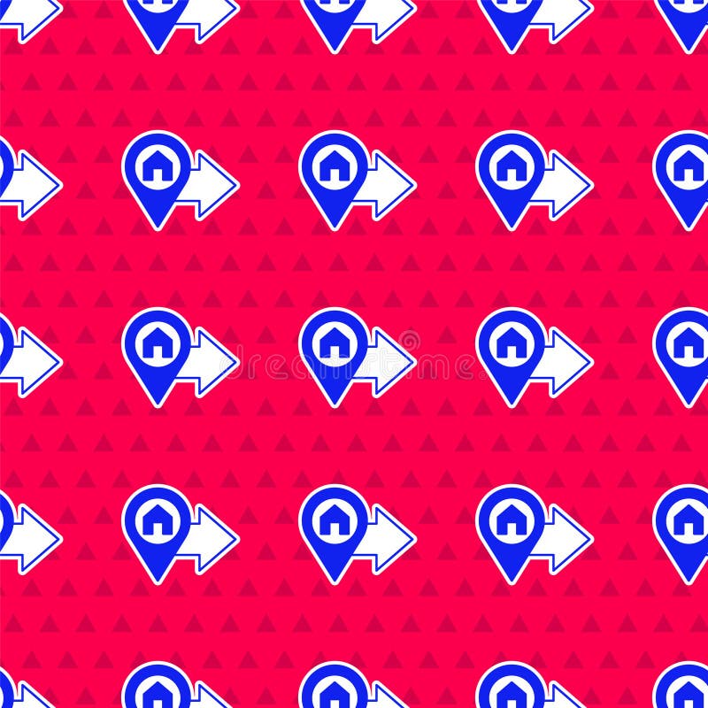 Blue Map Pointer with House Icon Isolated Seamless Pattern on Red ... Blue Map Pointer with House Icon Isolated Seamless Pattern on Red ...