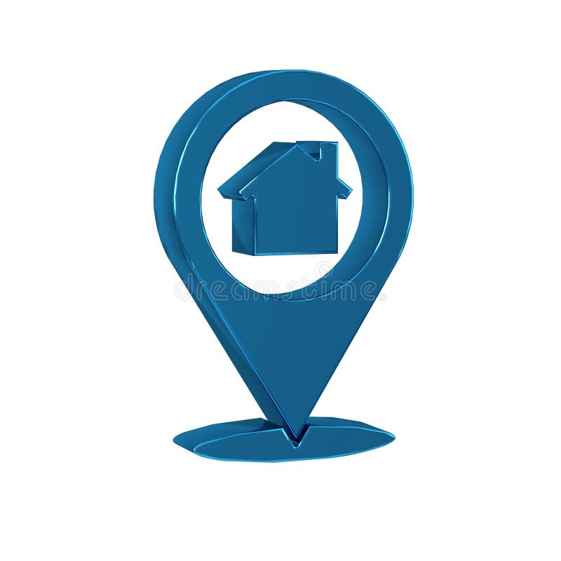 Blue Map Pointer with House Icon Isolated on Transparent Background ...