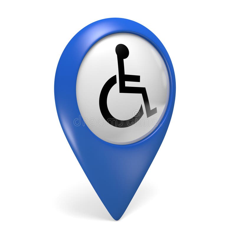 Blue Map Pointer Icon with a Wheelchair Symbol for Handicapped Persons ...