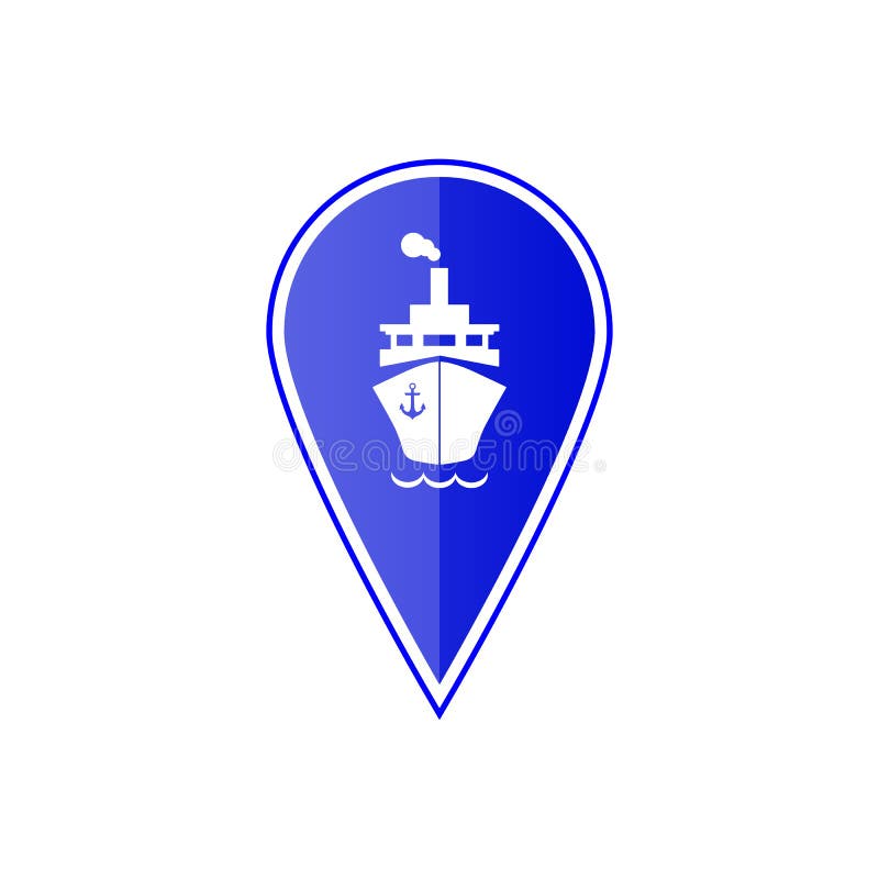 Blue Map Pointer with Ship Boat . Vector Illustration Stock Vector ...