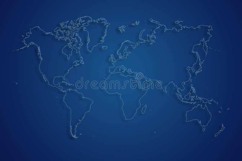 Blue Map of the World on Blue Background Stock Illustration ...