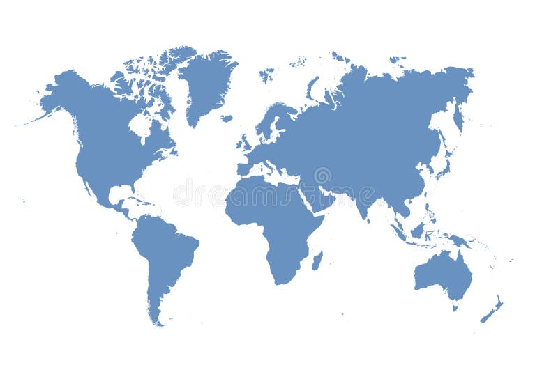 Blue Map of the World on White Background Stock Illustration ...
