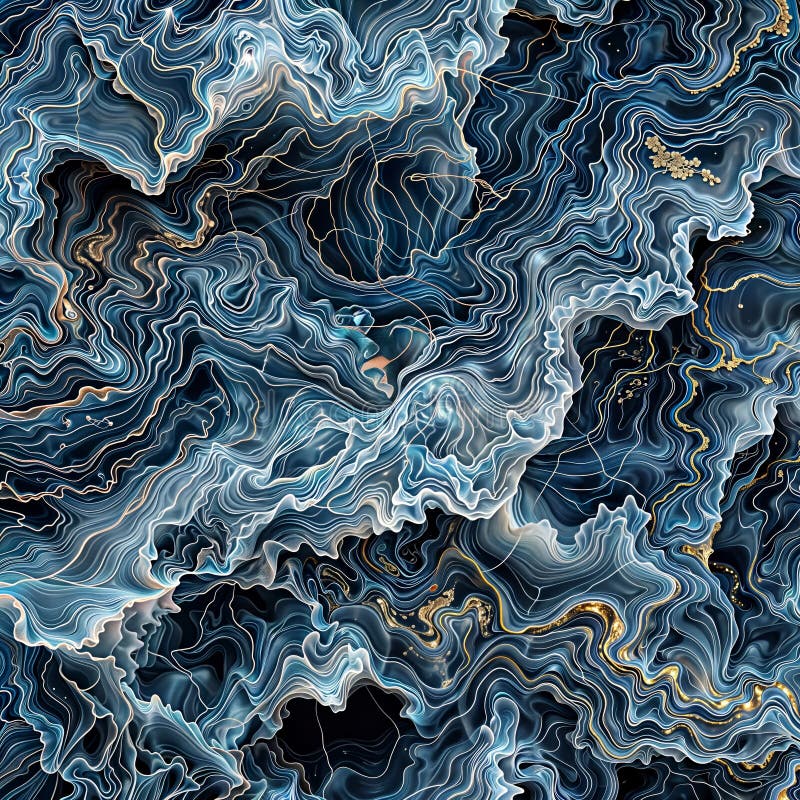 Blue Marble Agate Texture, Generative Ai Stock Illustration ...