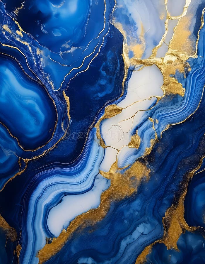 Blue Marble Texture with Veins. Panoramic of Luxury Blue Background ...