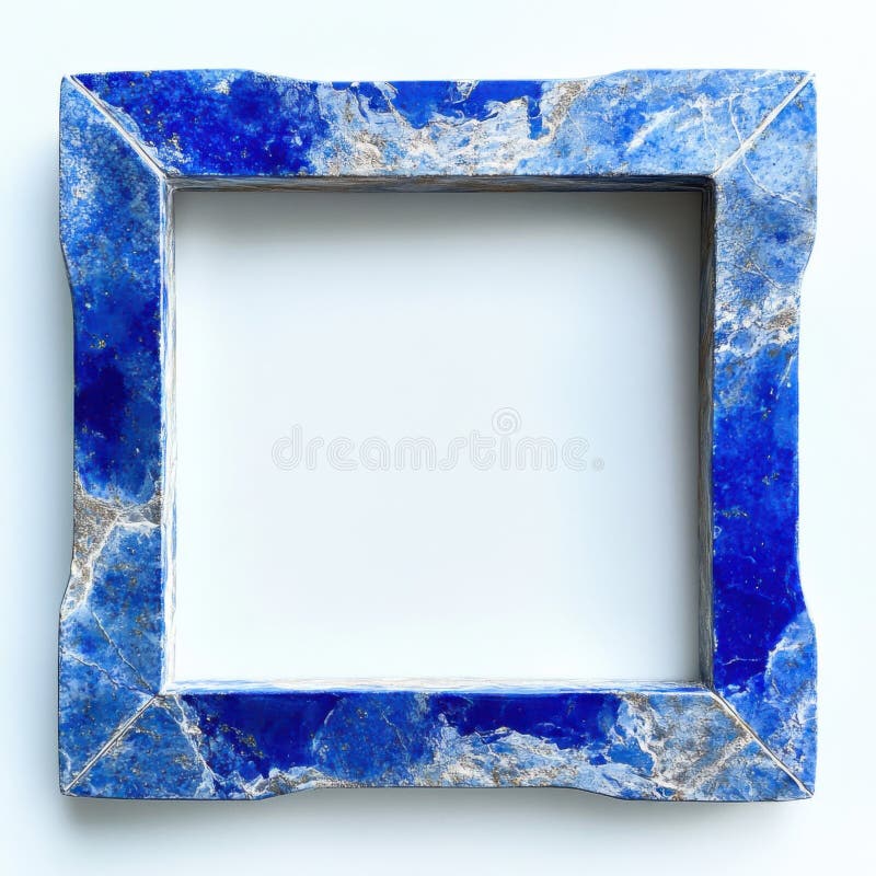 Blue Marble Textured Square Frame with Reflective Surface Stock ...