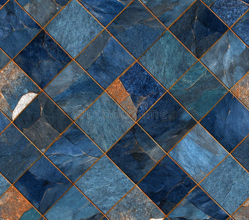 Blue Marble Tile Pattern Diagonal Mosaic Design Stock Illustration ...