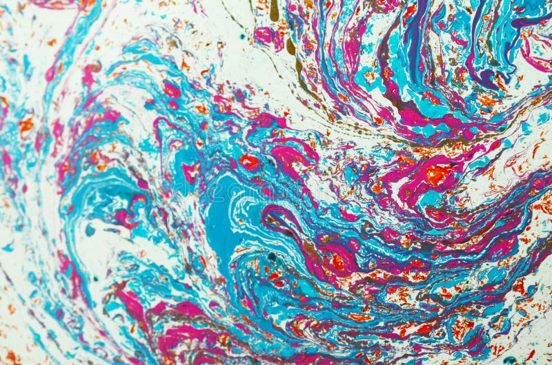 Blue Marbled Paper Made by Myself. Stock Image - Image of drops ...