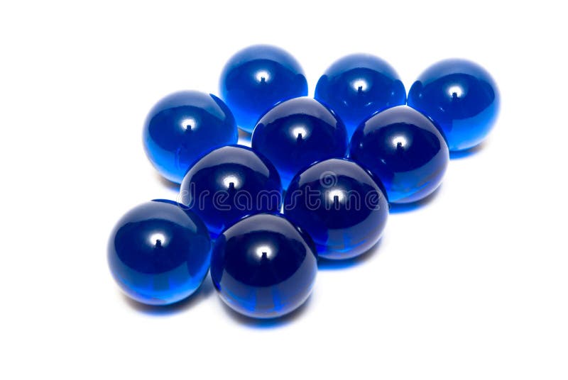 Row of Blue Marbles stock photo. Image of refraction, bright - 4321314